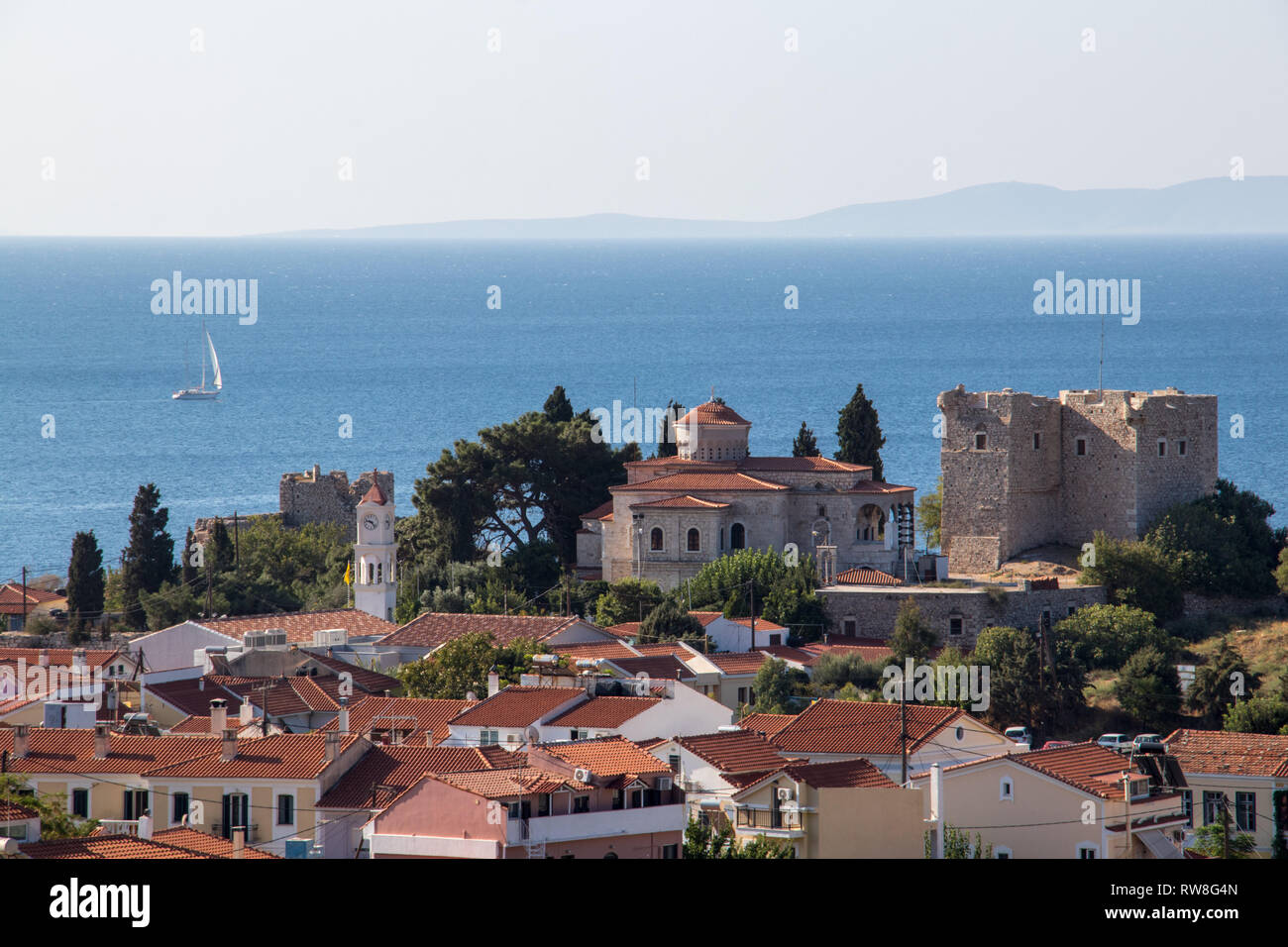 Greece island samos pythagorion houses hi-res stock photography and ...