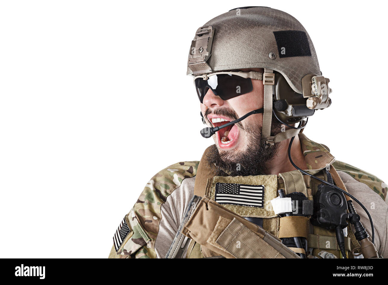 Green Berets U.S. Army Special Forces Group soldier, studio shot Stock ...