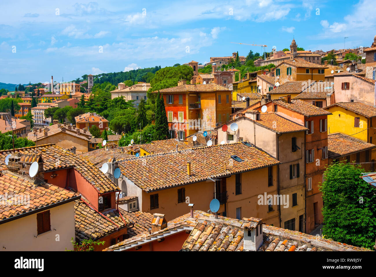 Perugia, Umbria / Italy - 2018/05/28: Panoramic view of the Perugia ...