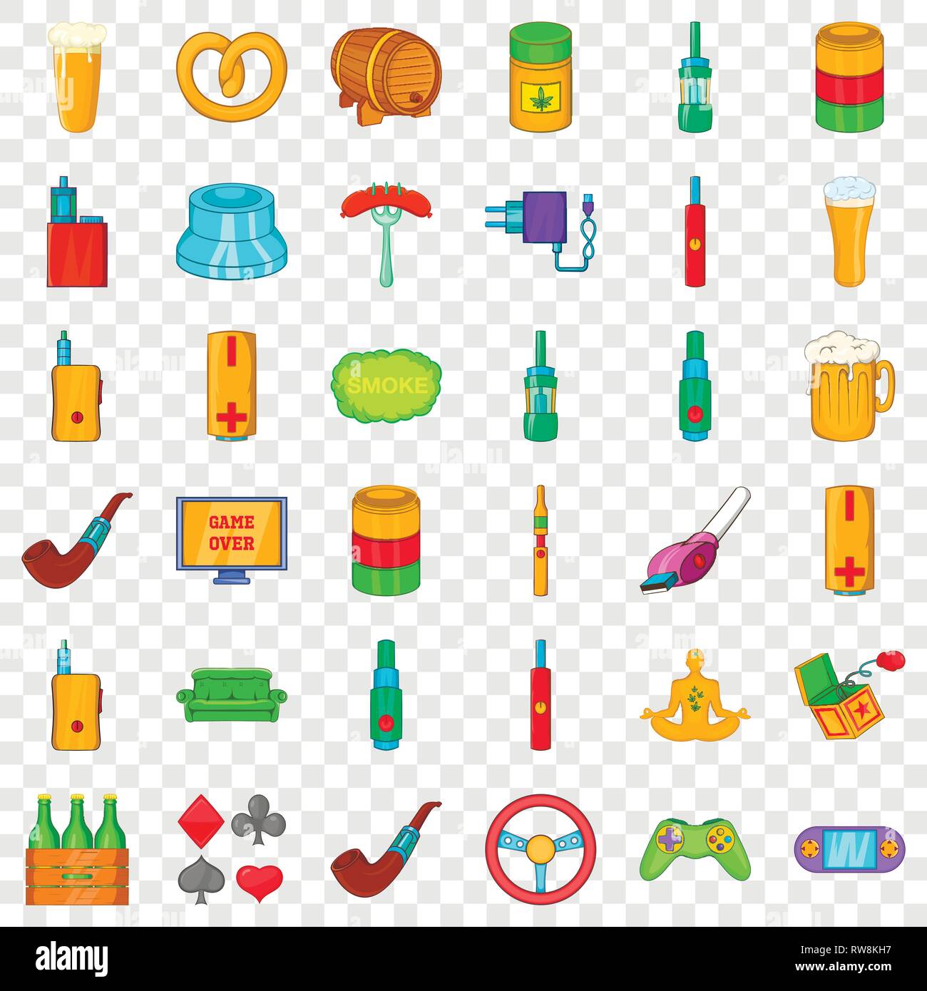 Smoking icons set, cartoon style Stock Vector Image & Art - Alamy