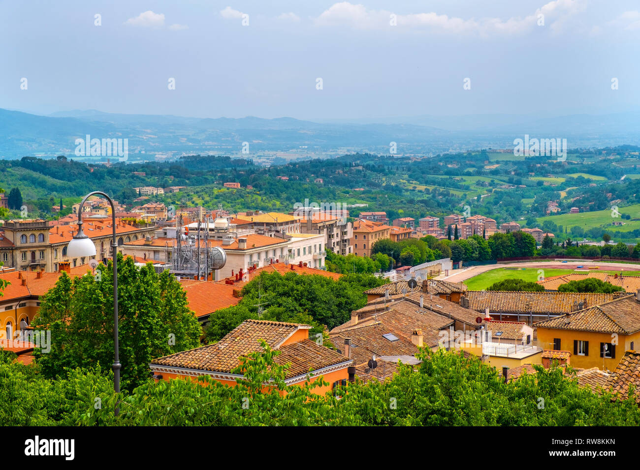 Perugia, Umbria / Italy - 2018/05/28: Panoramic view of the Perugia ...