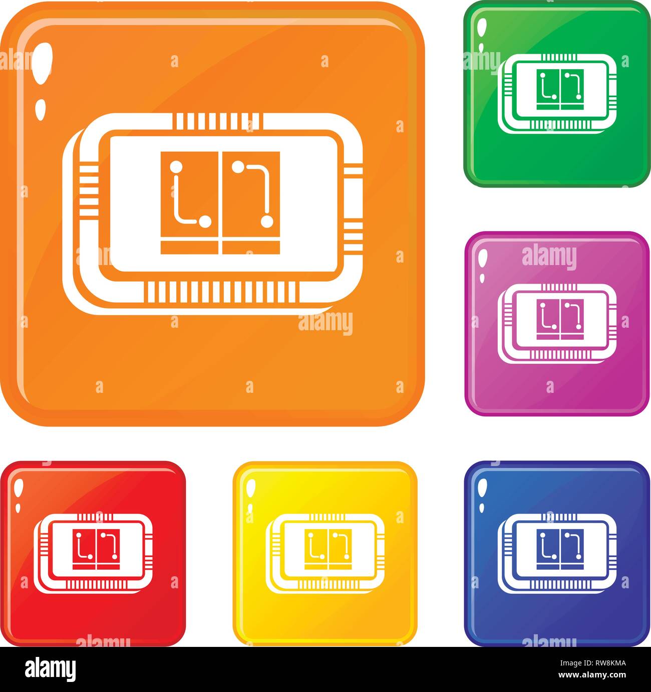 Retro microchip icons set vector color Stock Vector Image & Art - Alamy
