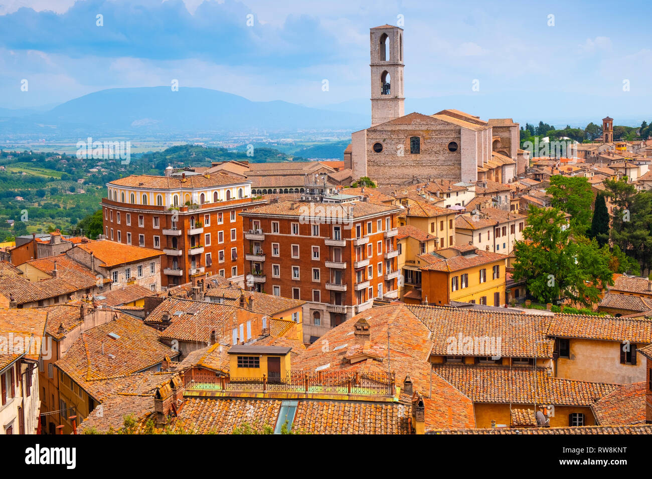 Perugia, Umbria / Italy - 2018/05/28: Panoramic view of Perugia and ...
