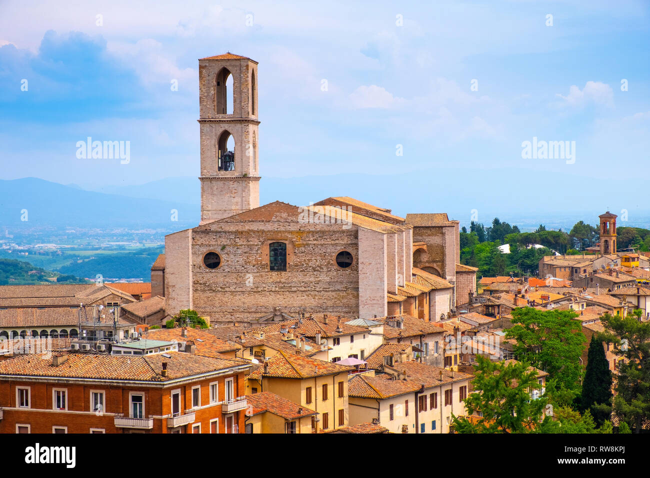 Perugia, Umbria / Italy - 2018/05/28: Panoramic view of Perugia and ...