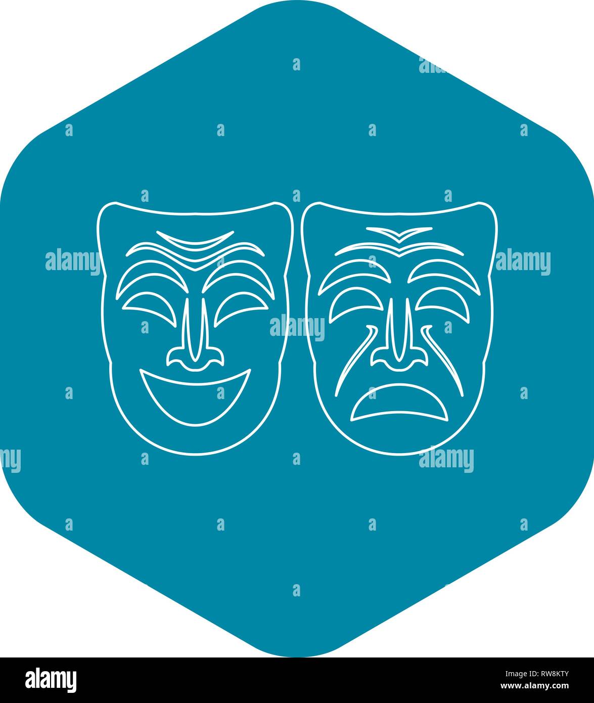 Happy and sad mask icon, outline style Stock Vector Image & Art - Alamy