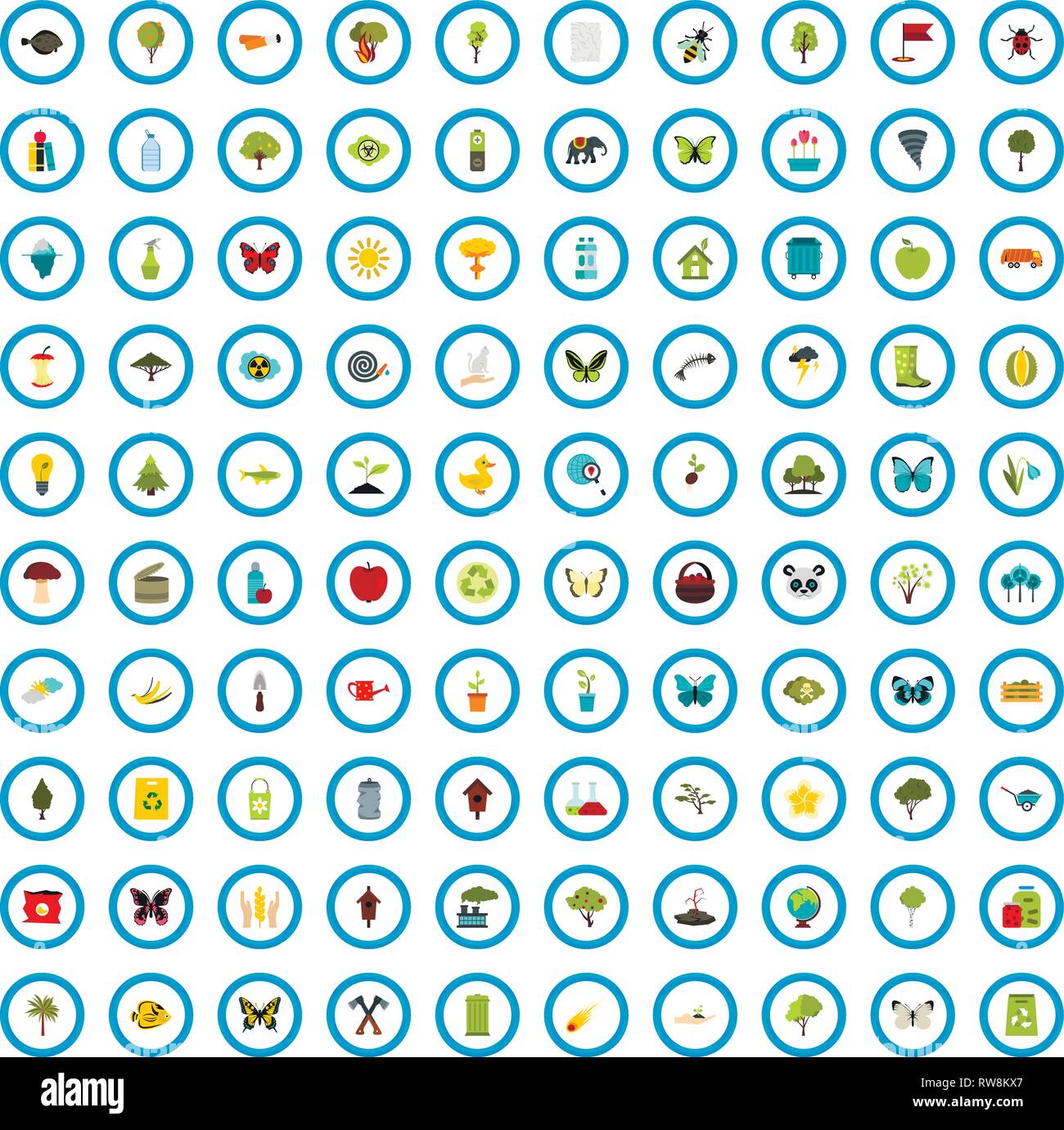 100 conservation icons set, flat style Stock Vector Image & Art - Alamy