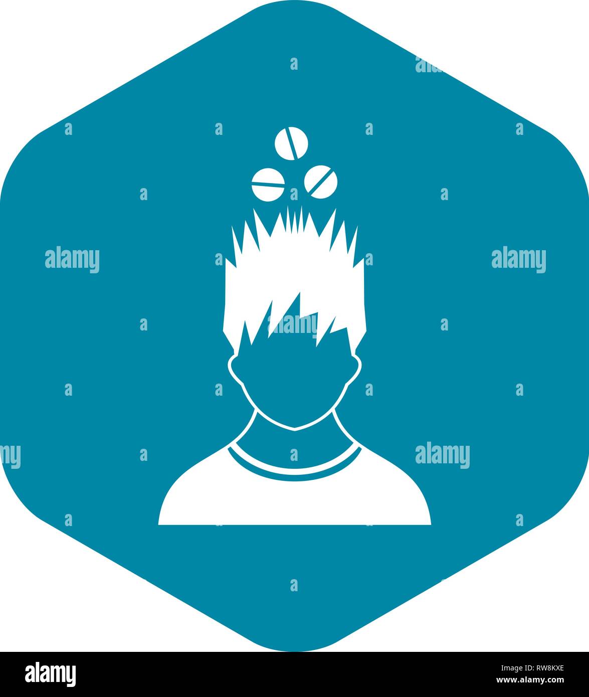 Man with tablets over head icon, simple style Stock Vector Image & Art ...