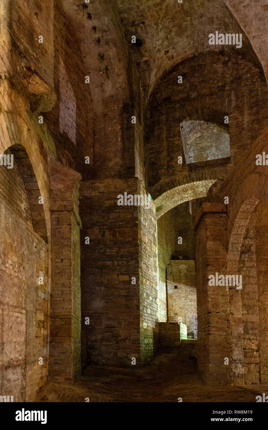 Perugia, Umbria / Italy - 2018/05/28: Underground tunnels and chambers ...