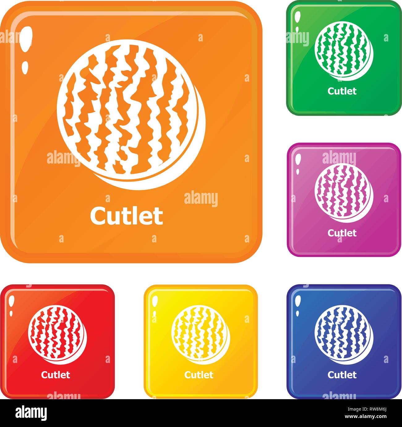 Cutlets icon set color Stock Vector Images - Alamy