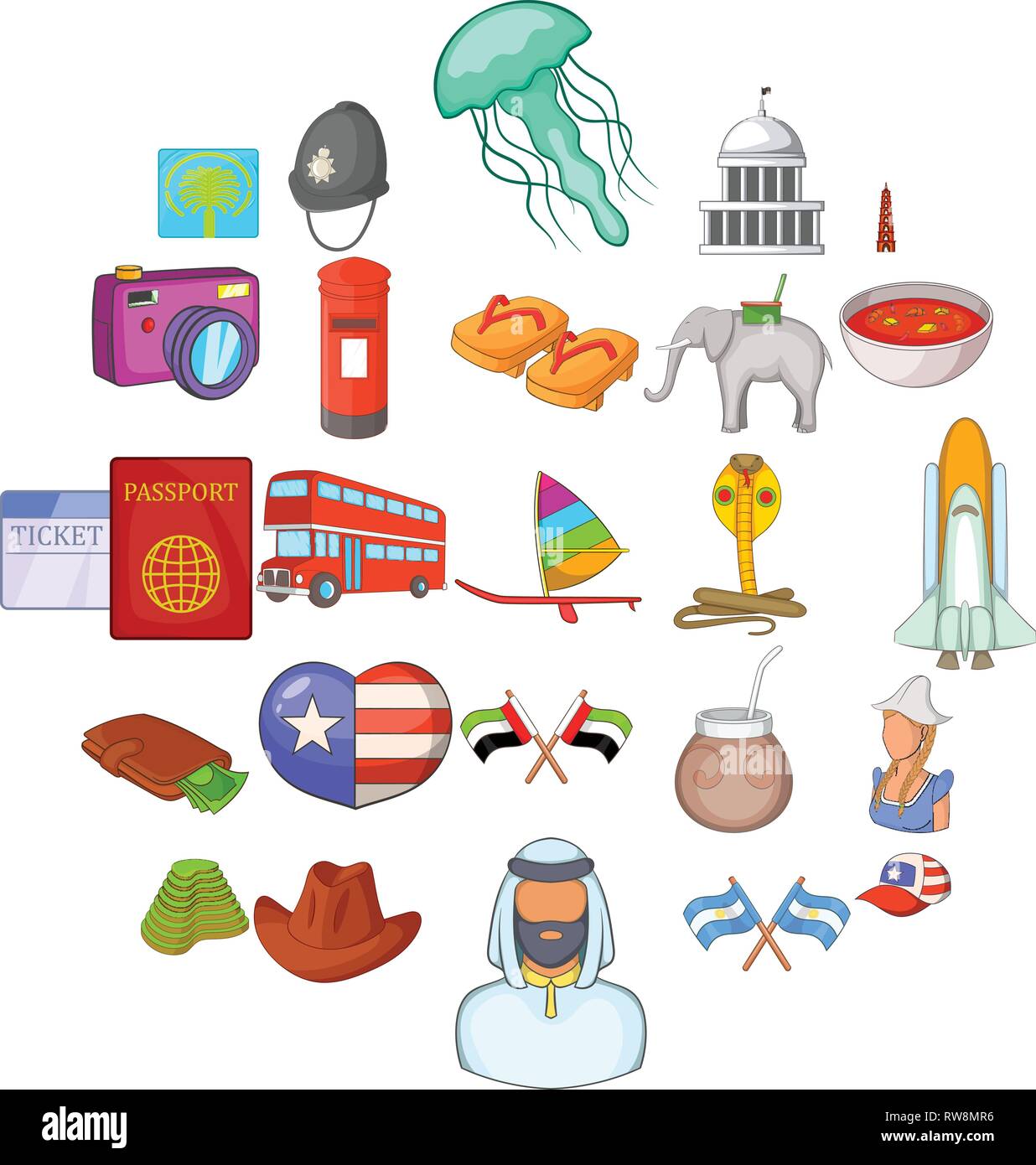 Around the world icons set, cartoon style Stock Vector Image & Art - Alamy