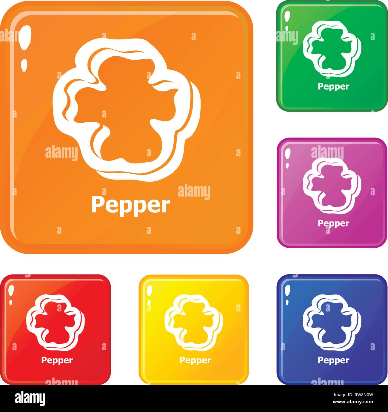 Pepper icons set vector color Stock Vector Image & Art - Alamy