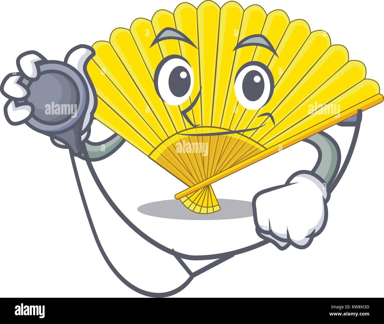 Doctor folding cartoon fan in the bag Stock Vector Image & Art - Alamy