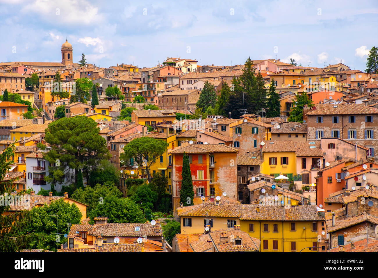Perugia, Umbria / Italy - 2018/05/28: Panoramic view of the Perugia ...