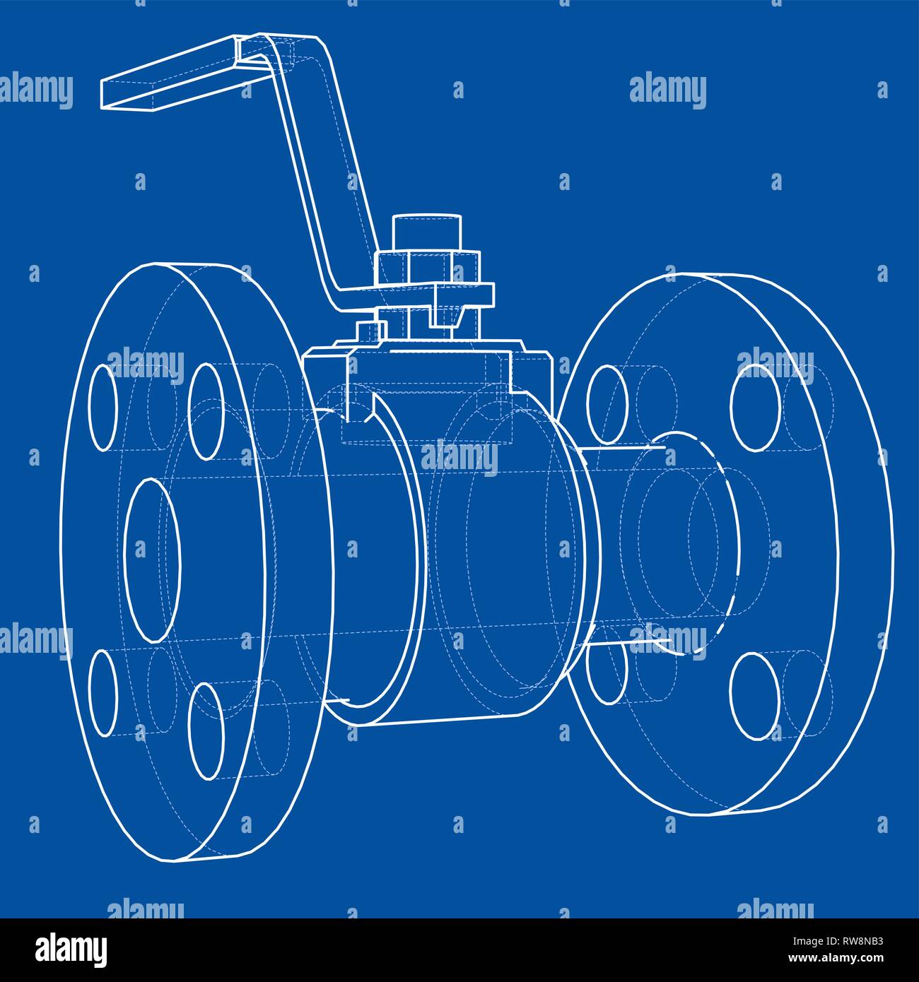 Industrial valve outline. Vector rendering of 3d Stock Vector Image ...