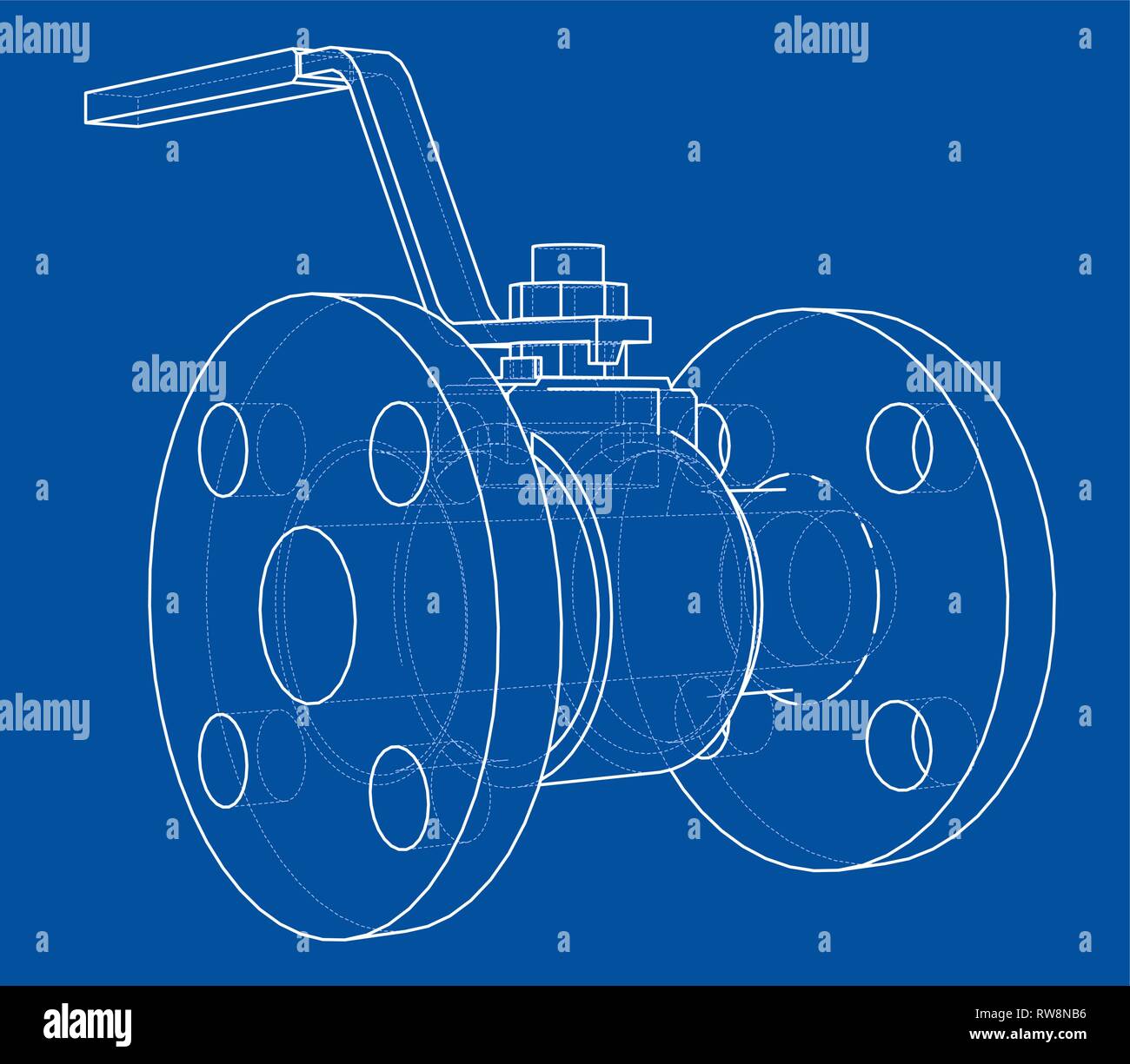 Industrial valve outline. Vector rendering of 3d Stock Vector Image ...