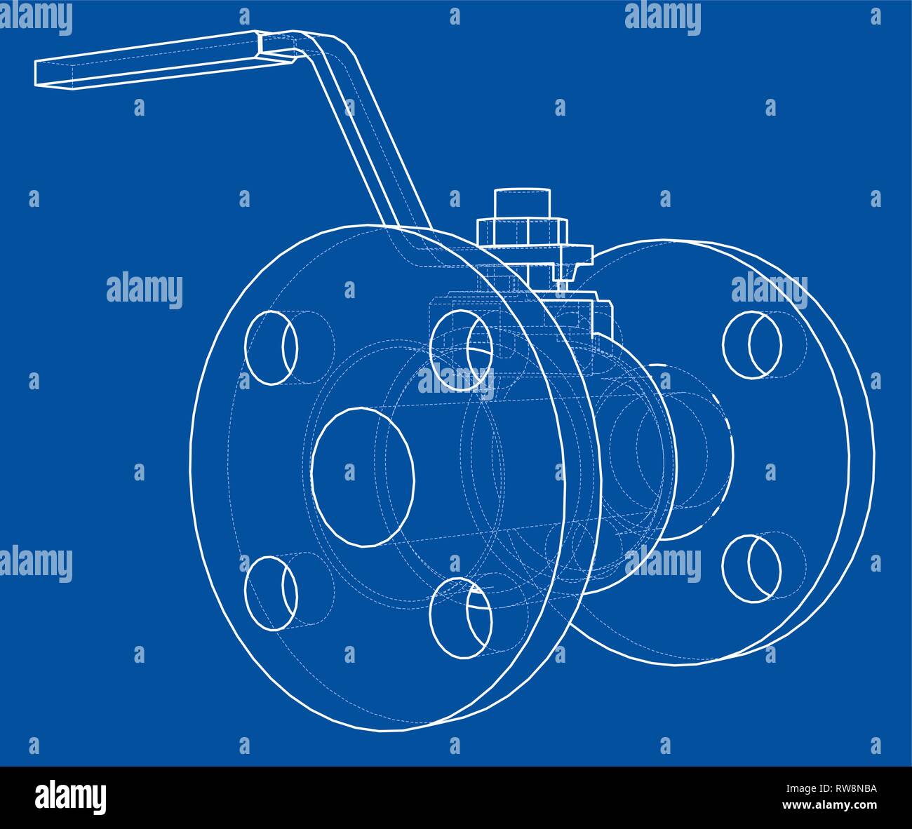 Industrial valve outline. Vector rendering of 3d Stock Vector Image ...