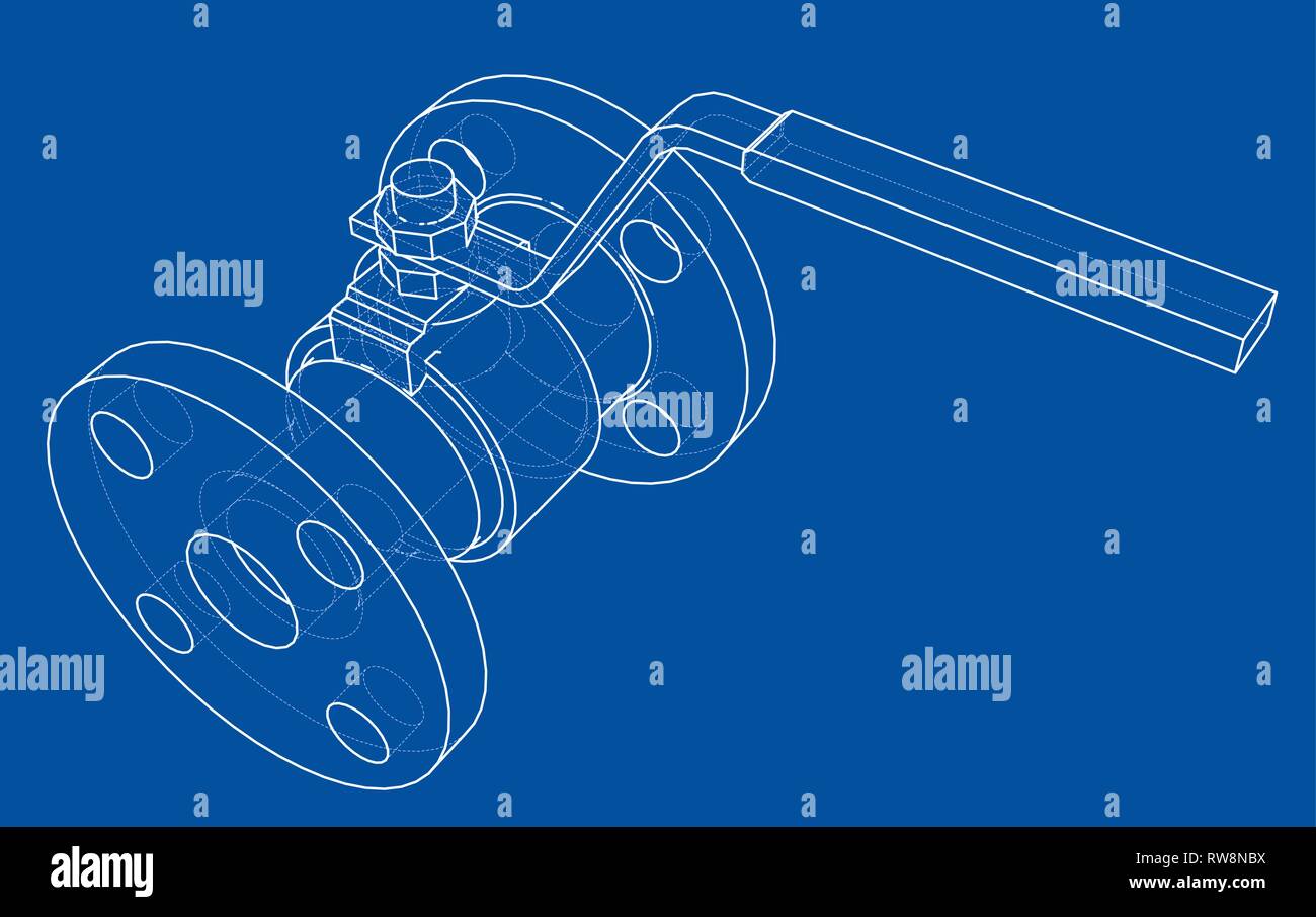 Industrial valve outline. Vector rendering of 3d Stock Vector Image ...