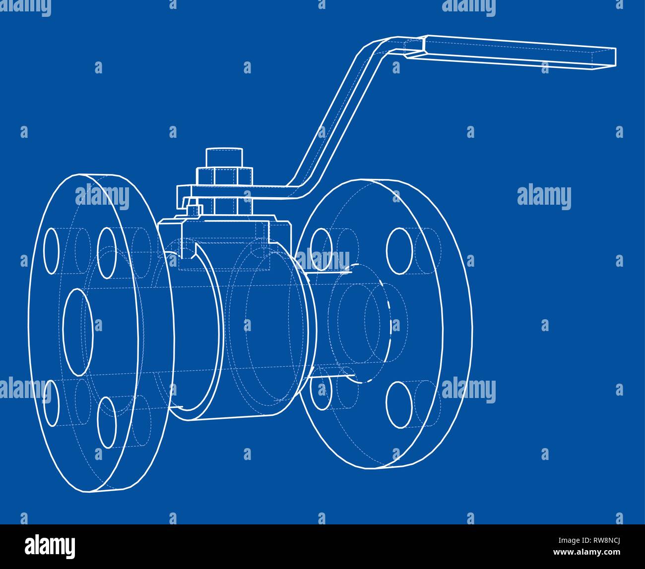 Industrial valve outline. Vector rendering of 3d Stock Vector Image ...