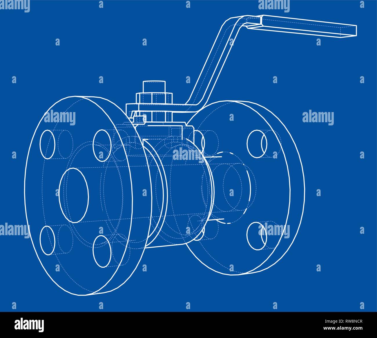 Industrial valve outline. Vector rendering of 3d Stock Vector Image ...