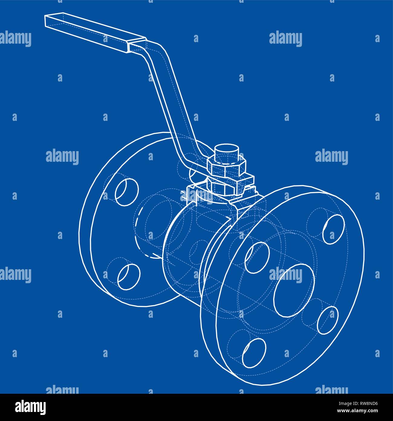 Industrial valve outline. Vector rendering of 3d Stock Vector Image ...