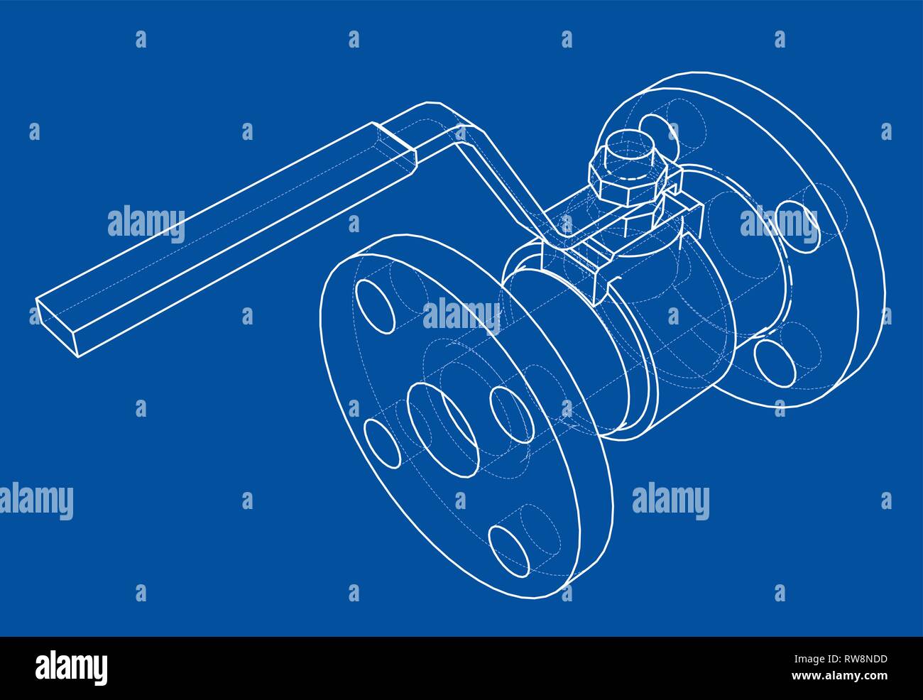 Industrial valve outline. Vector rendering of 3d Stock Vector Image ...