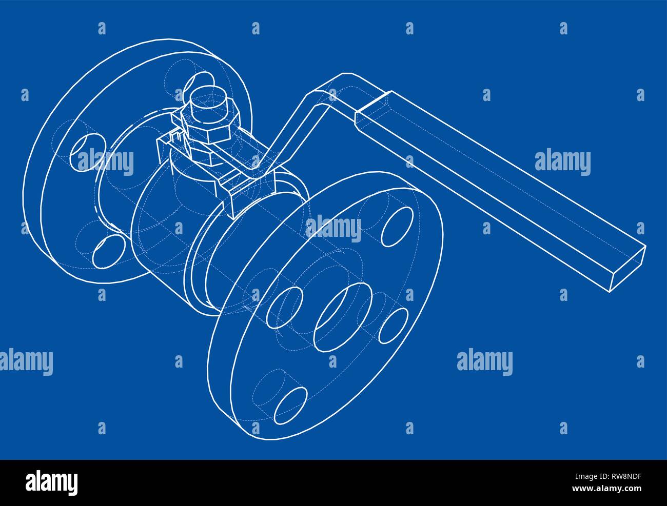 Industrial valve outline. Vector rendering of 3d Stock Vector Image ...
