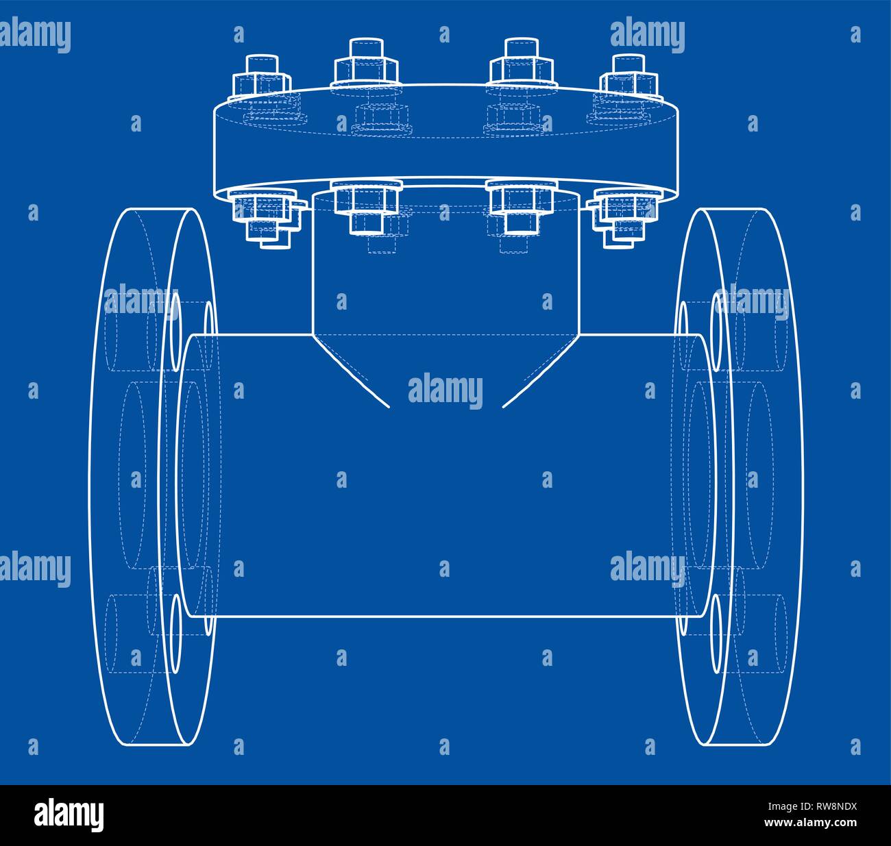 Industrial valve outline. Vector rendering of 3d Stock Vector Image ...