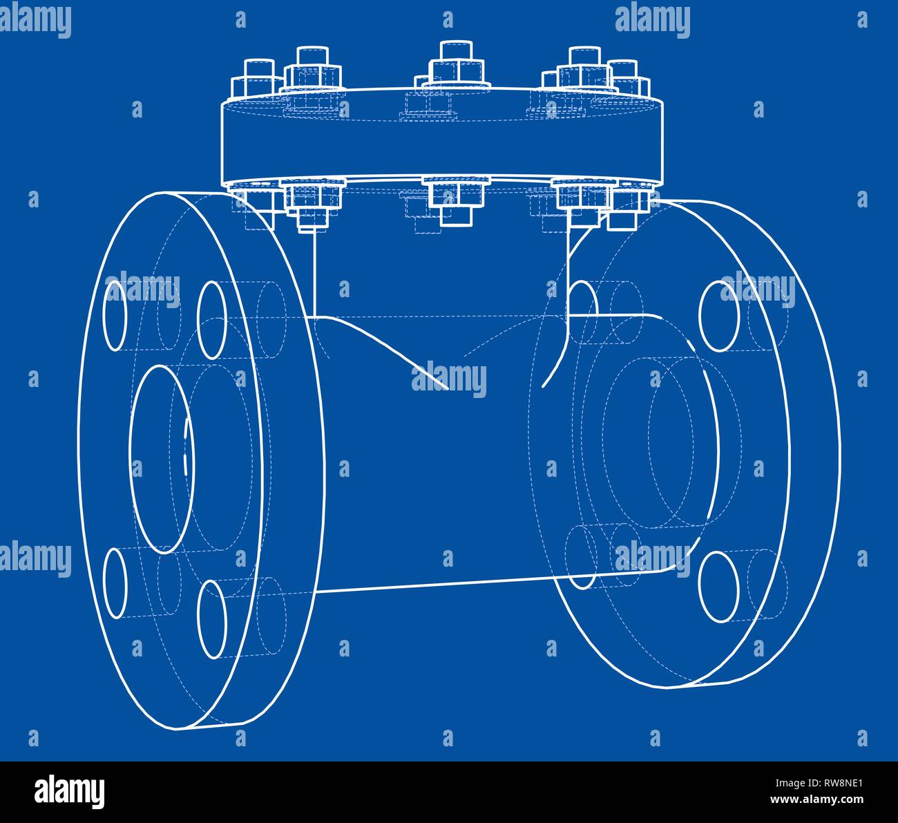 Industrial valve outline. Vector rendering of 3d Stock Vector Image ...