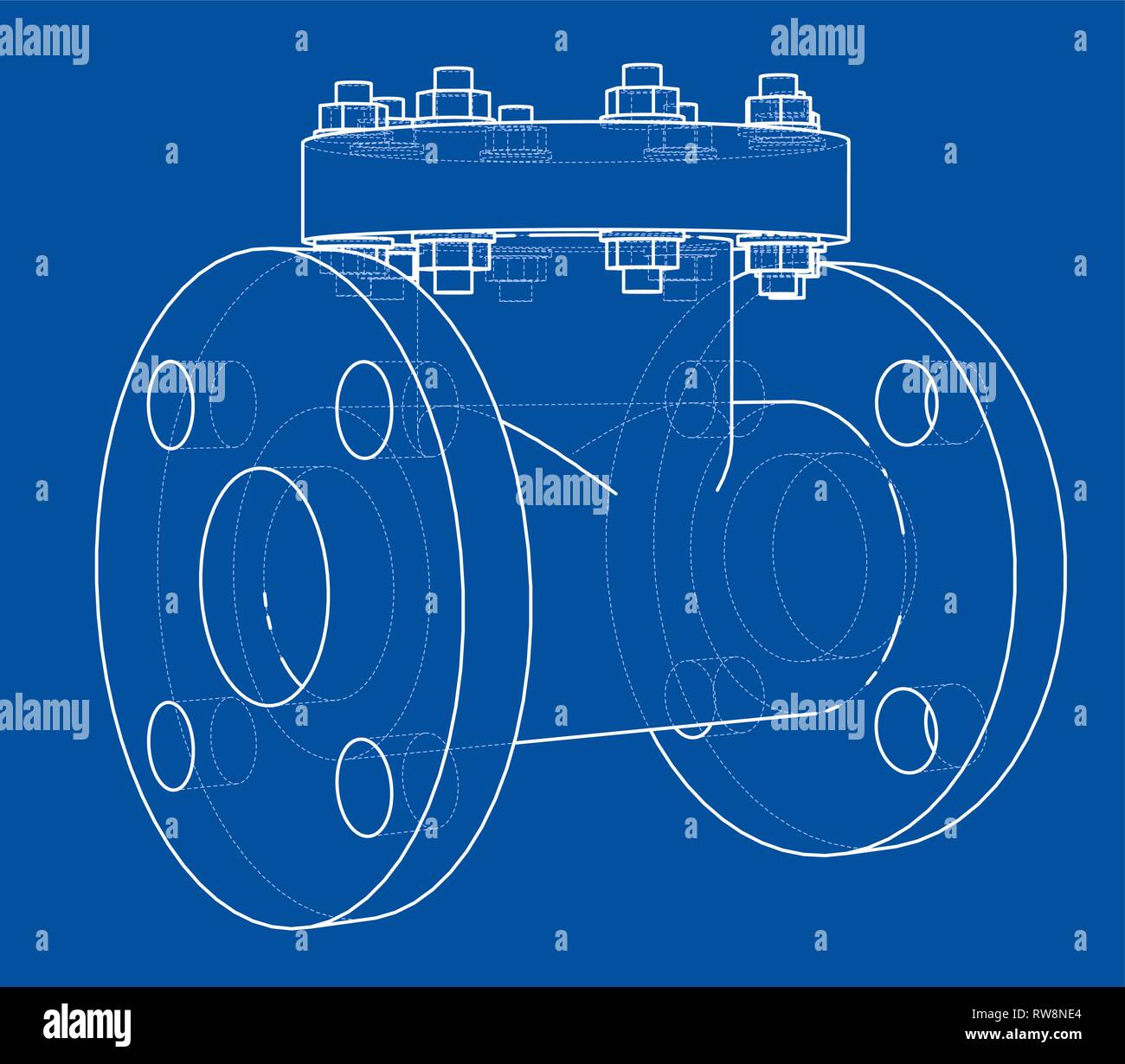 Industrial valve outline. Vector rendering of 3d Stock Vector Image ...