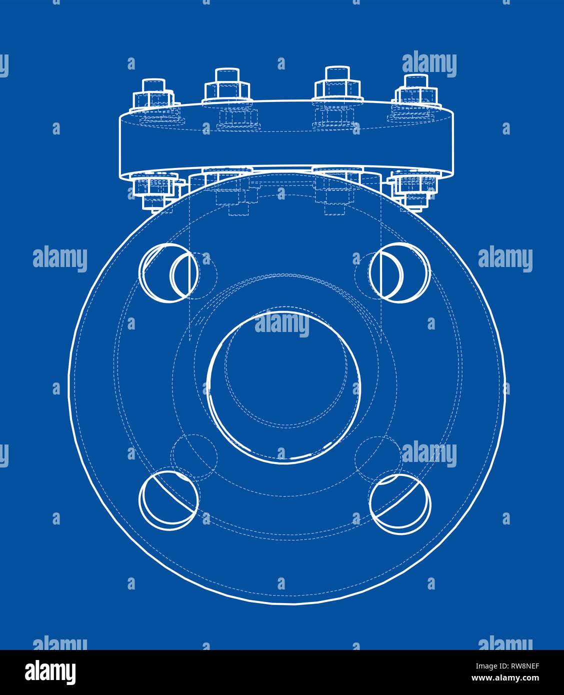 Industrial valve outline. Vector rendering of 3d Stock Vector Image ...