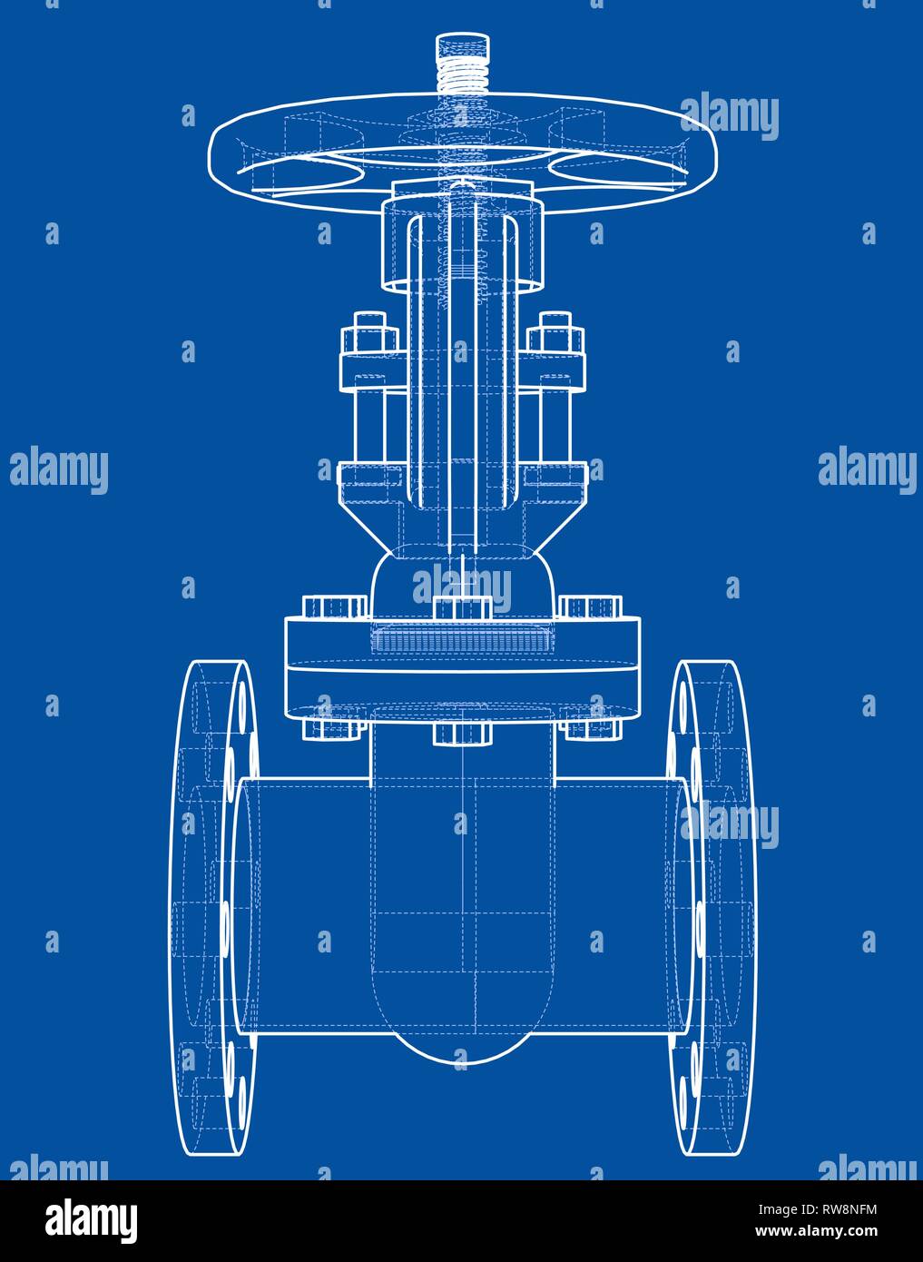 Industrial valve outline. Vector rendering of 3d Stock Vector Image ...