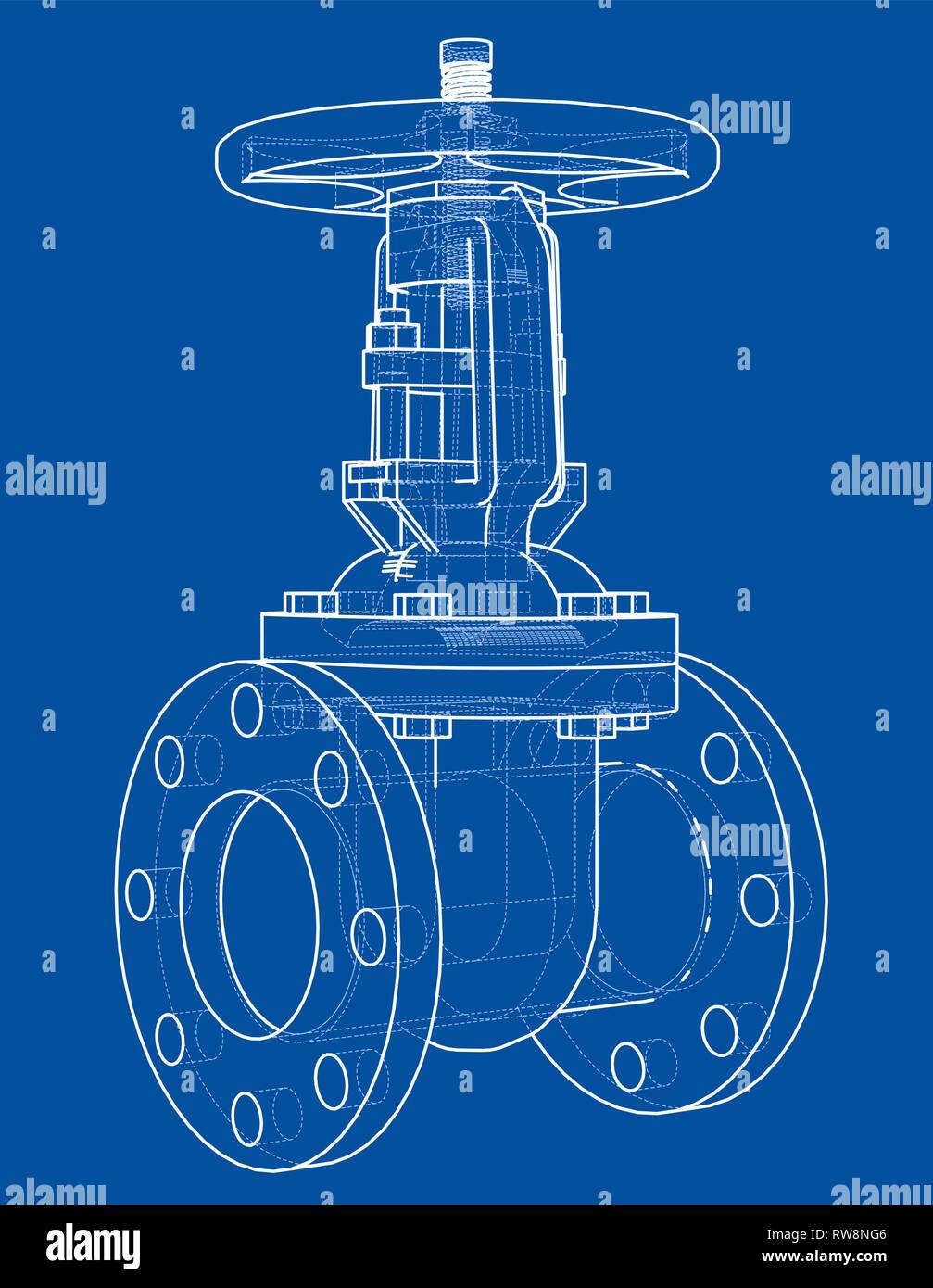 Industrial valve outline. Vector rendering of 3d Stock Vector Image ...