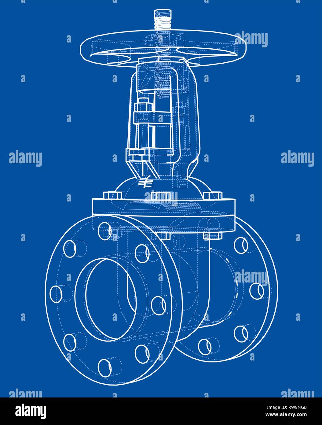Industrial valve outline. Vector rendering of 3d Stock Vector Image ...