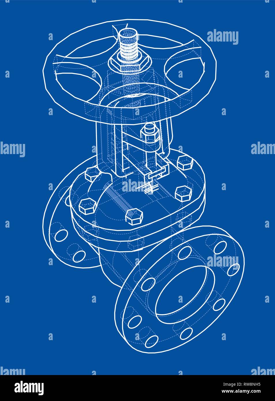 Industrial valve outline. Vector rendering of 3d Stock Vector Image ...