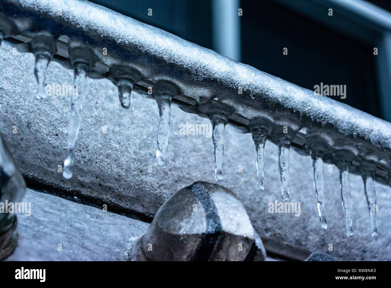 Ice covered BBQ from a unique angle Stock Photo - Alamy