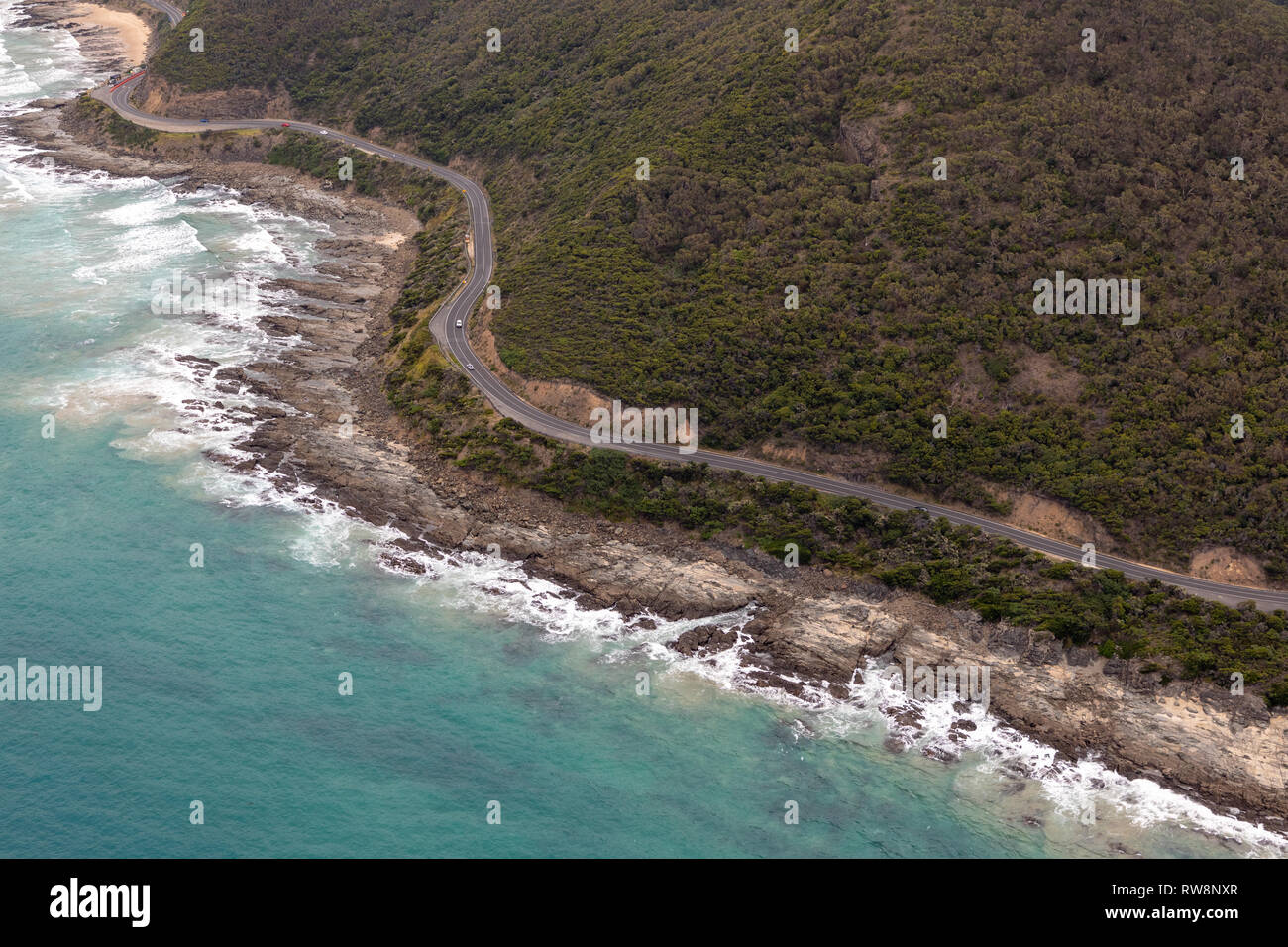 Aerial view of great ocean road and twelve apostles hi-res stock ...