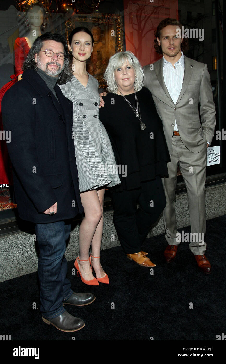 New York, USA. 07 Apr, 2016. Ronald D. Moore, Caitriona Balfe, Terry ...