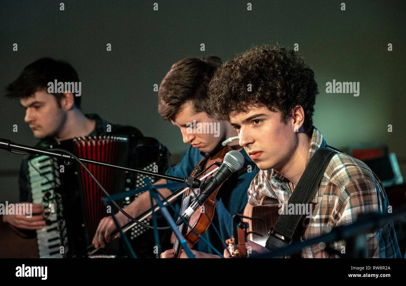 Bands performing traditional Celtic songs at Celtic Connections Stock ...