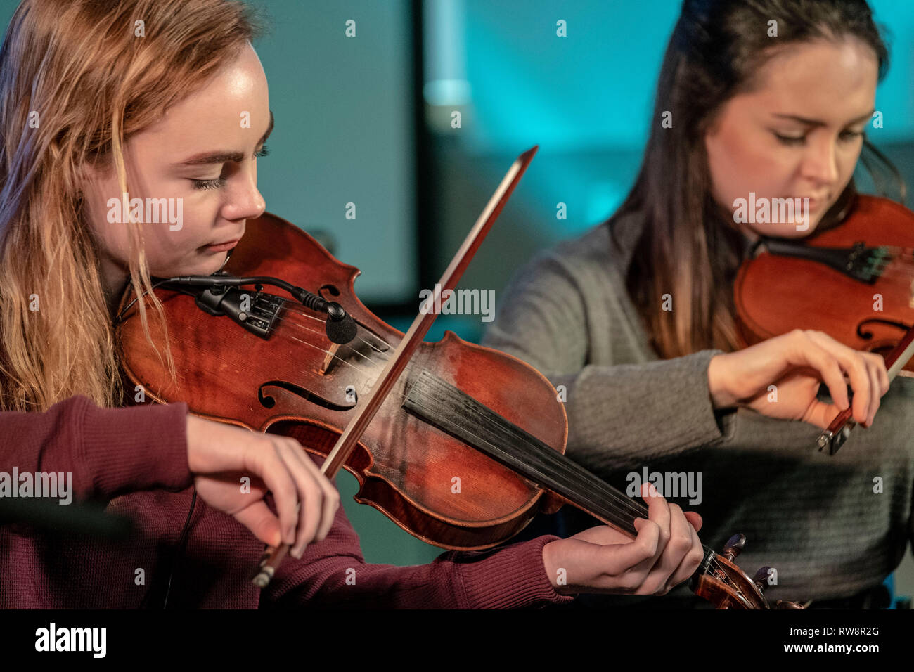 Bands performing traditional Celtic songs at Celtic Connections Stock ...