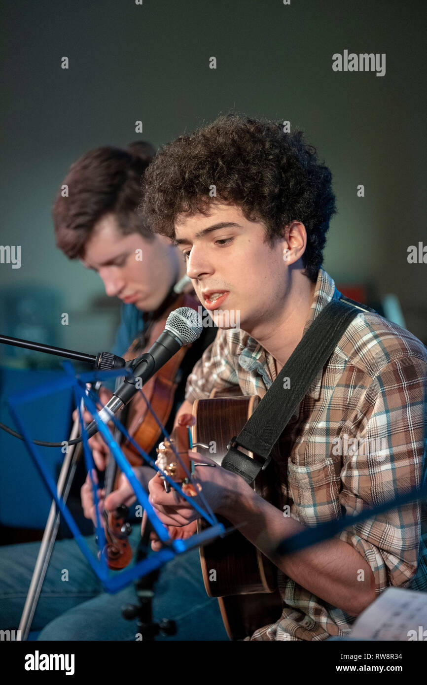 Bands performing traditional Celtic songs at Celtic Connections Stock ...