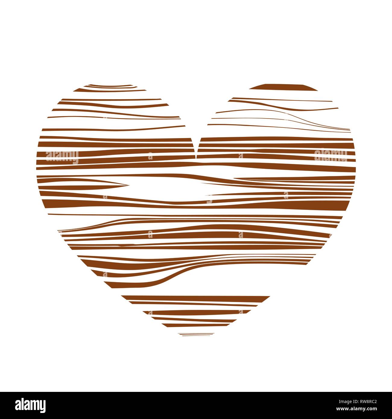 Heart with brown stripes. Vector illustration. Valentines day. Greeting ...