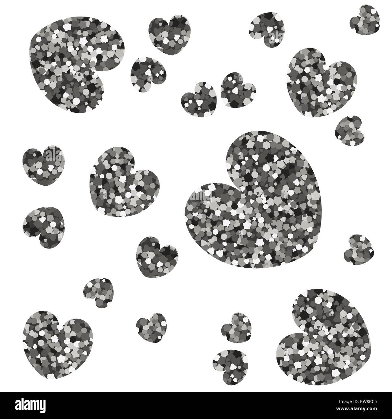 Silver shape of hearts on white background. Vector illustration sequins ...