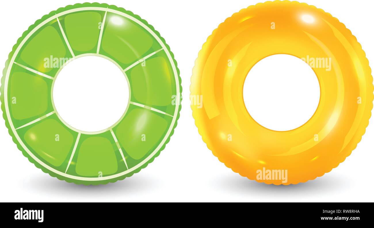 Group of colorful pool ring isolated on white background Stock Vector ...