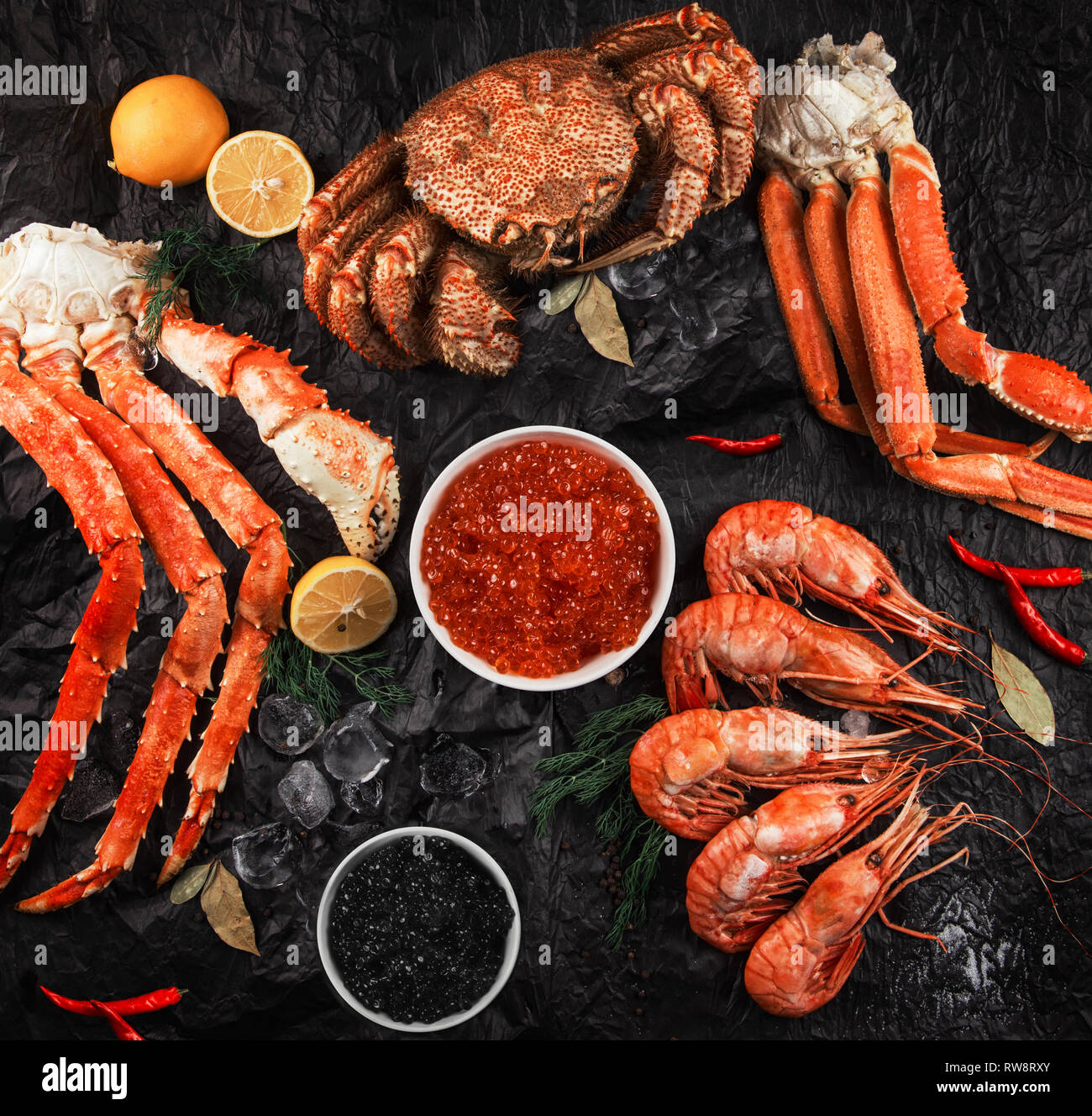 Set of fresh seafood Stock Photo - Alamy