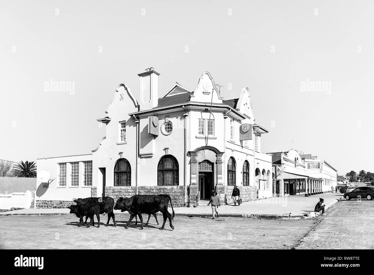 WINBURG, SOUTH AFRICA, JULY 30, 2018: A street scene with businesses ...