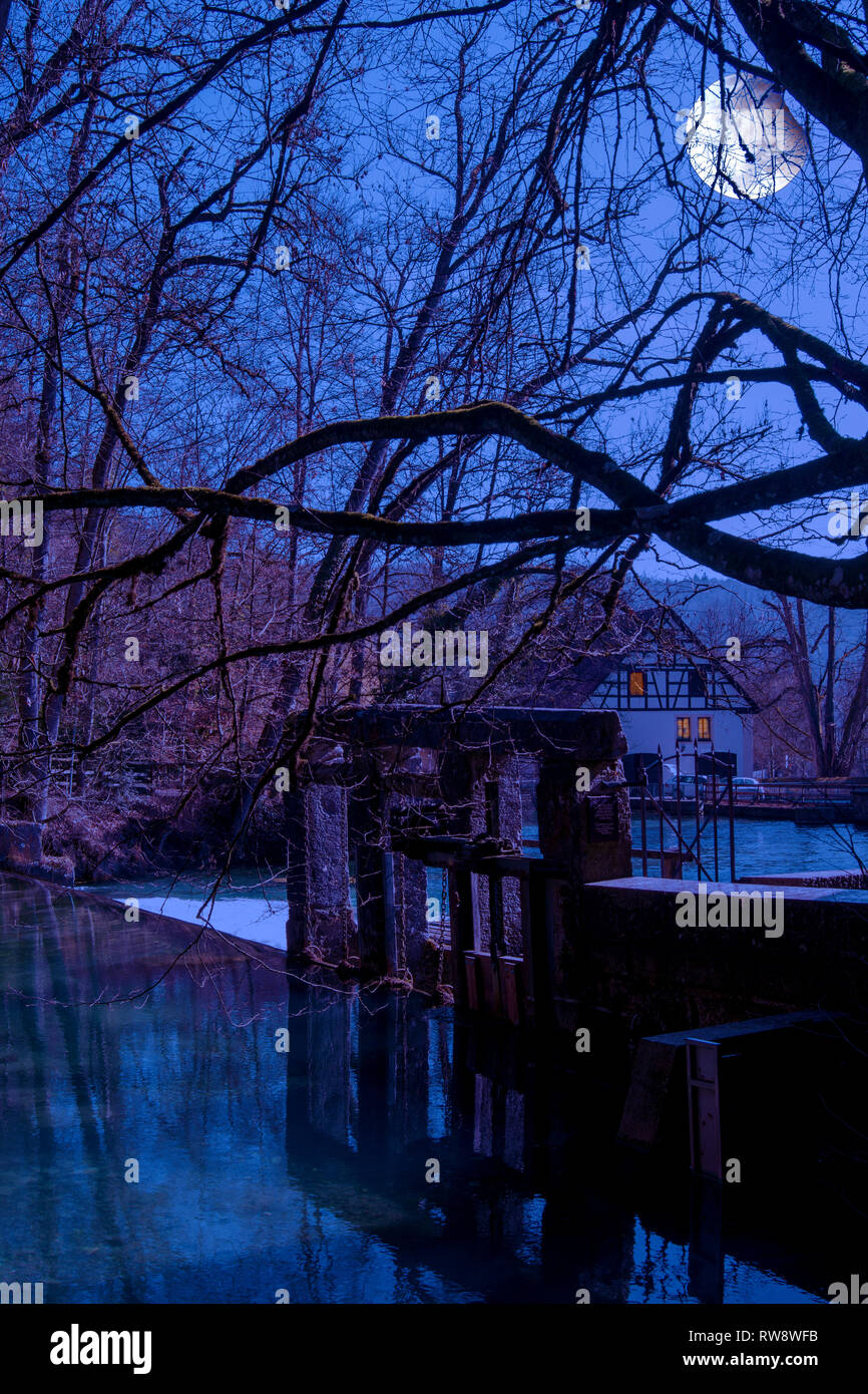 Concept landscape : The Sluice of Blaubeueren Stock Photo - Alamy