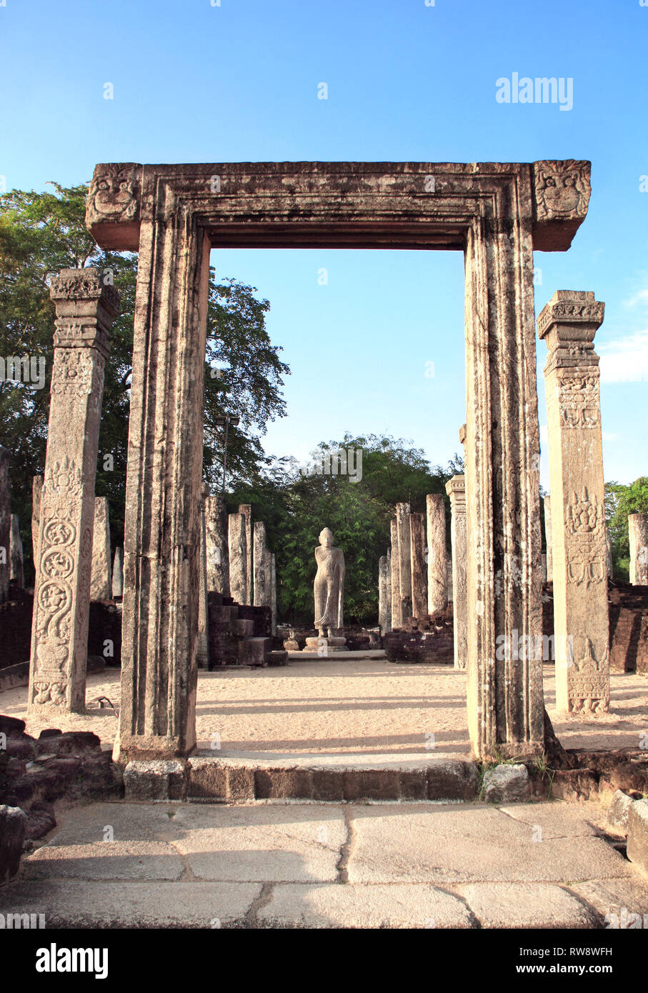 Ancient stone statue of Buddha in Atadage Quadrangle temple (Atadage ...