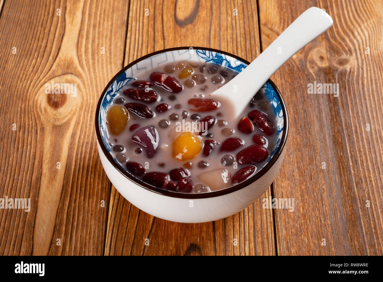 side view Chinese syrup of red bean and sweet potato and sago Stock ...