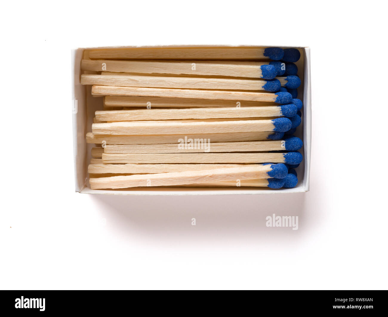 matchbox with blue matchsticks on white with clipping path Stock Photo ...