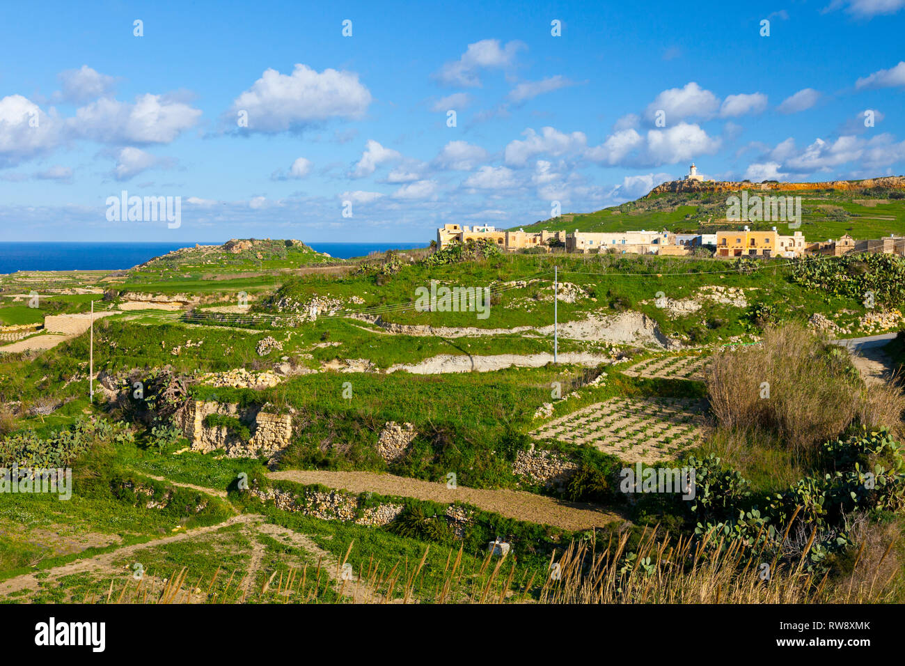 Gharb Village, countryside landscape, Gozo Island, Malta, Europe Stock ...